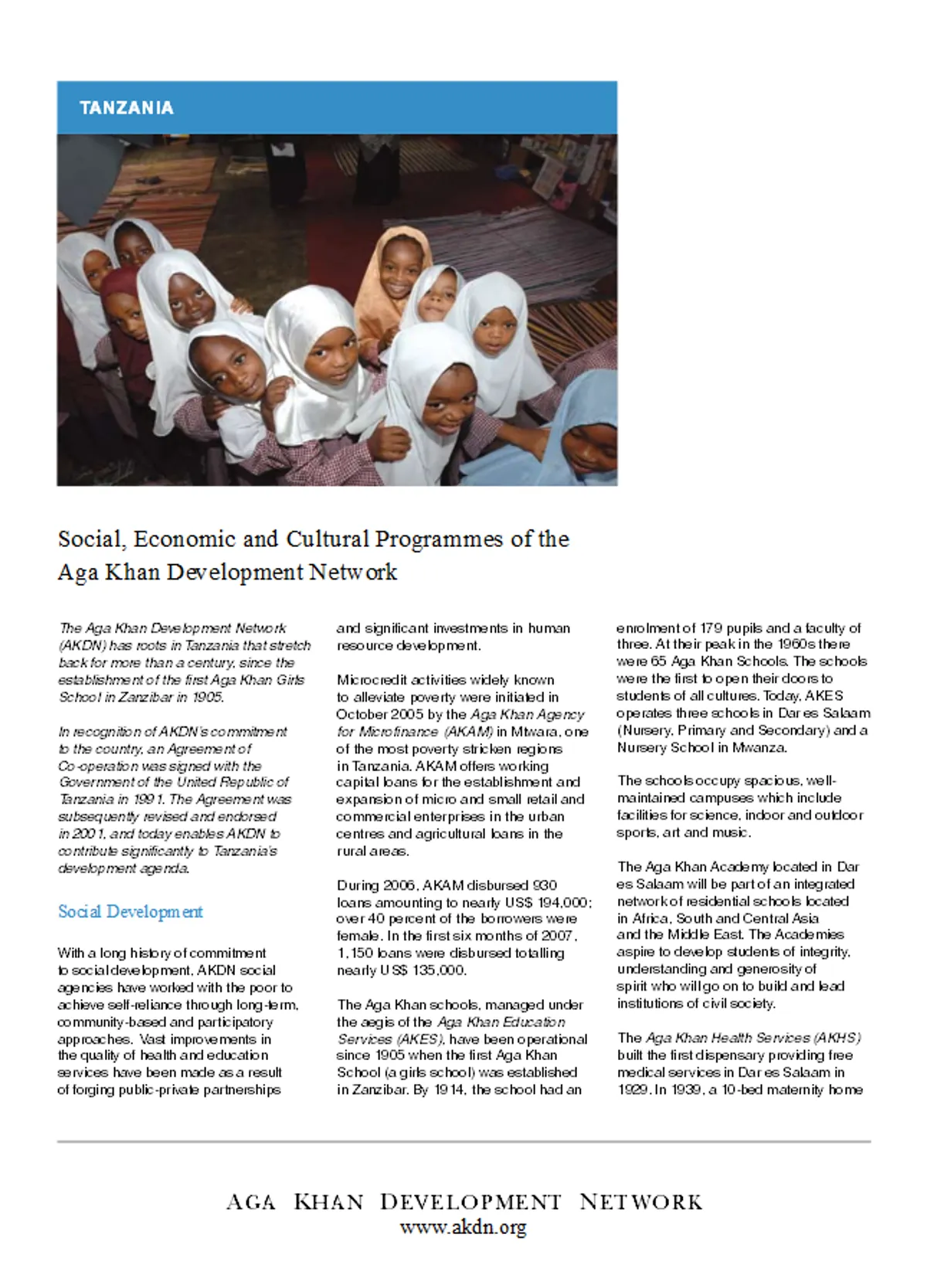 Aga Khan Development Network in Tanzania - AKDN