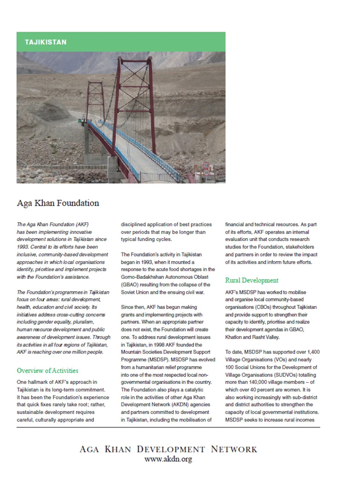 Aga Khan Foundation in Tajikistan - AKDN