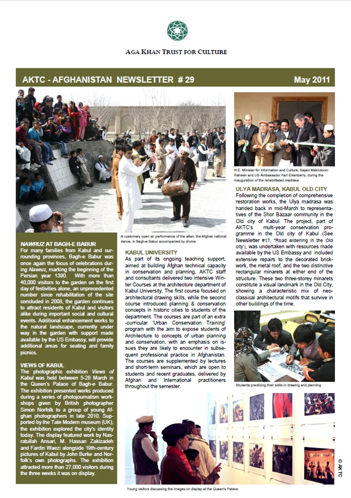 Aga Khan Trust for Culture - May 2011 Afghanistan Newsletter
