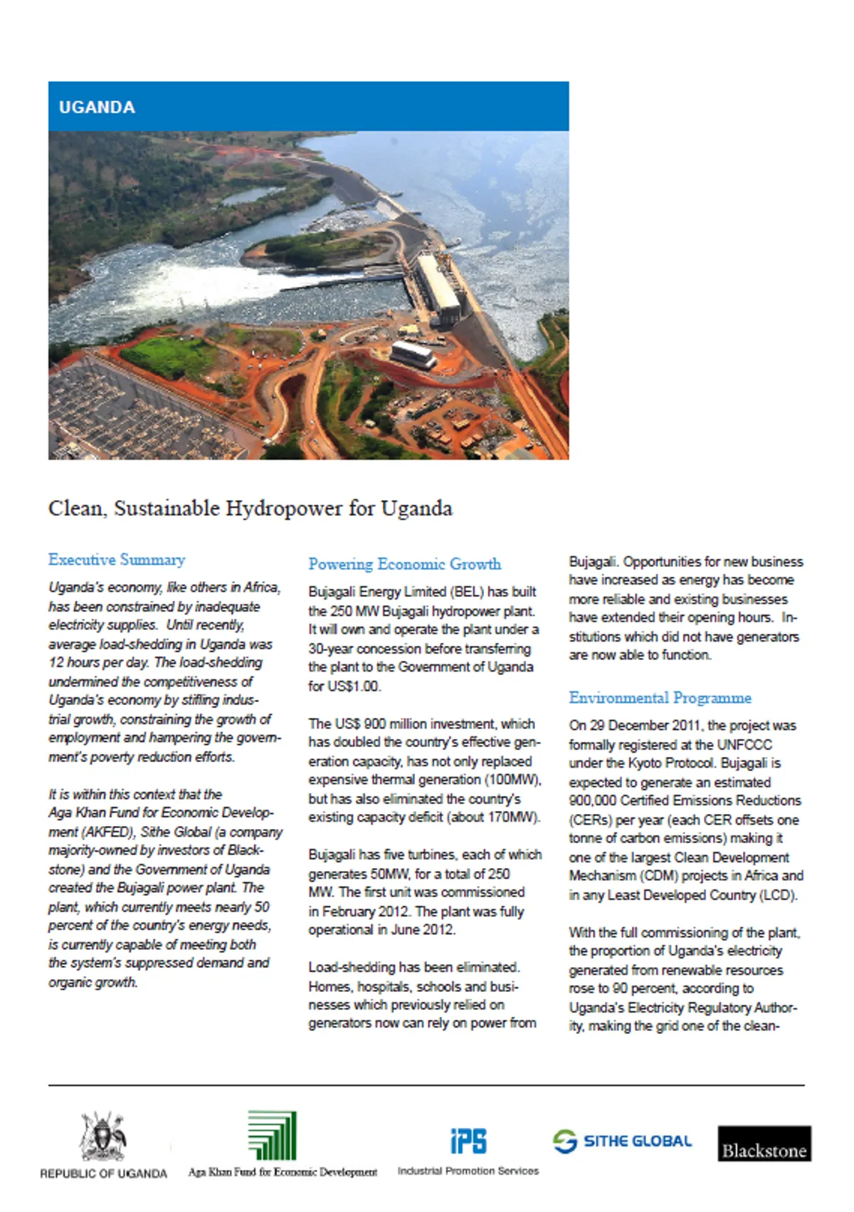 AKFED - Clean sustainable hydropower for Uganda - AKDN