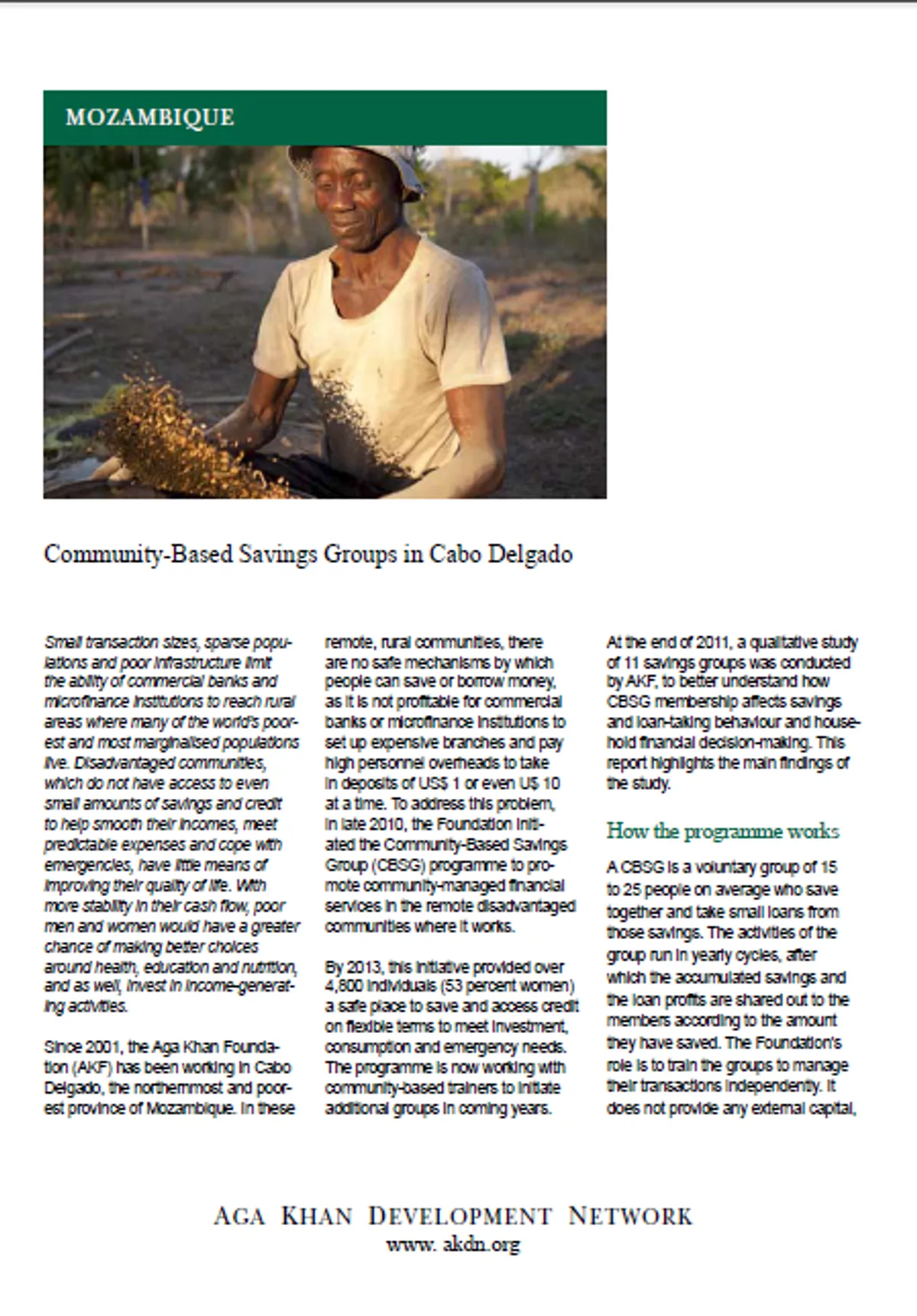 Community-based savings groups in Cabo Delgado, Mozambique