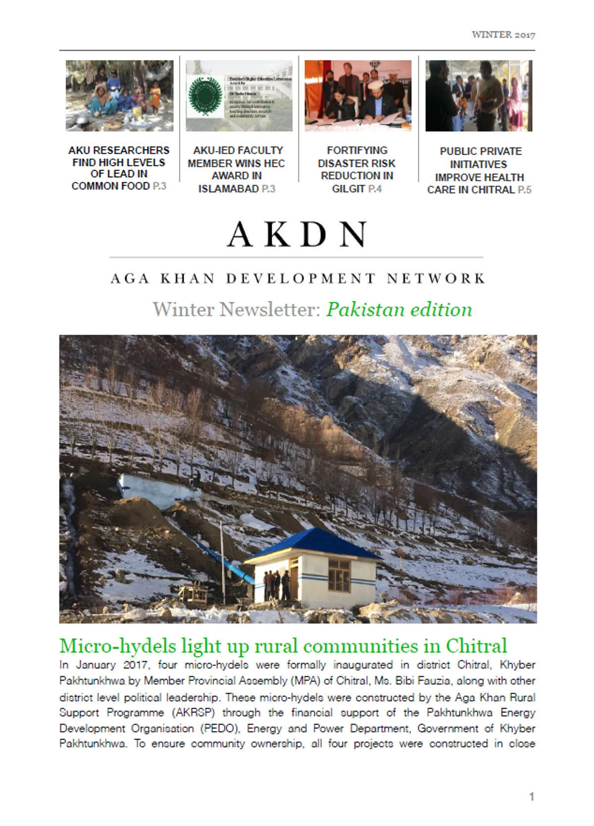 AKDN Winter Newsletter: Pakistan edition (2017) - AKDN