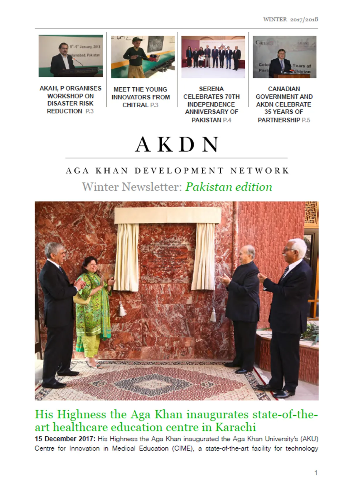 AKDN Winter Newsletter: Pakistan edition (2018) - AKDN