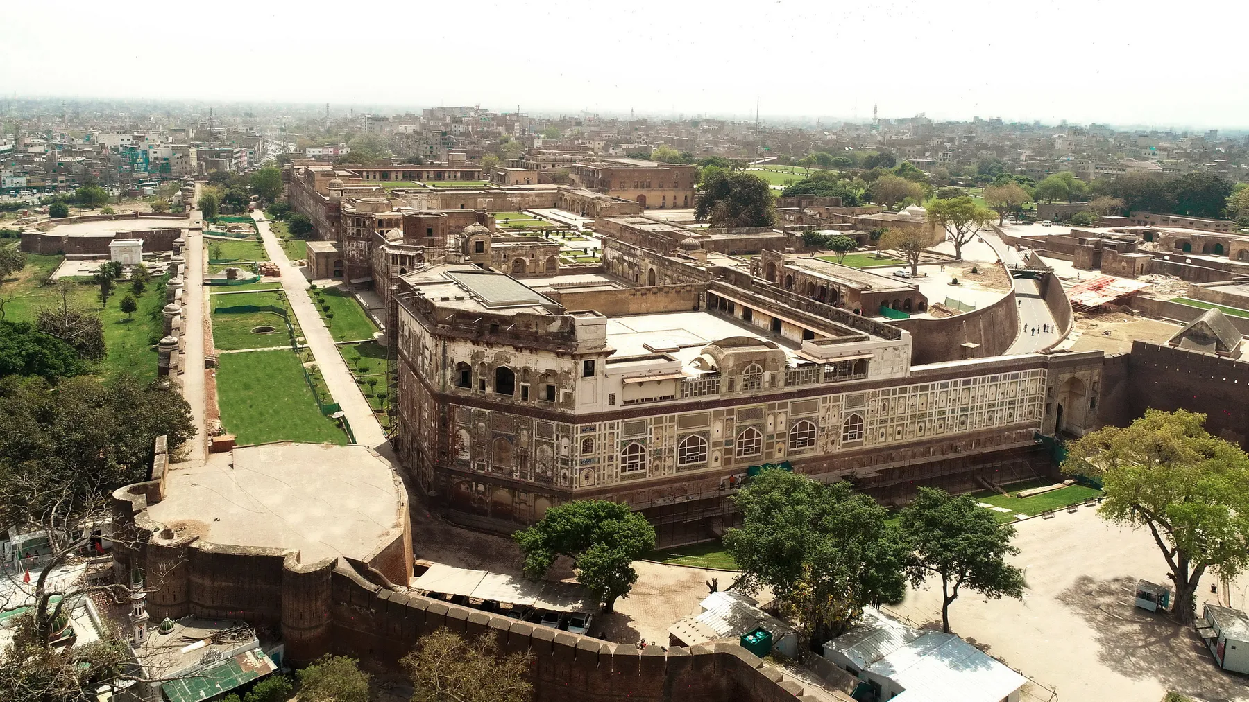Restored western facade of Picture Wall in Lahore Fort.