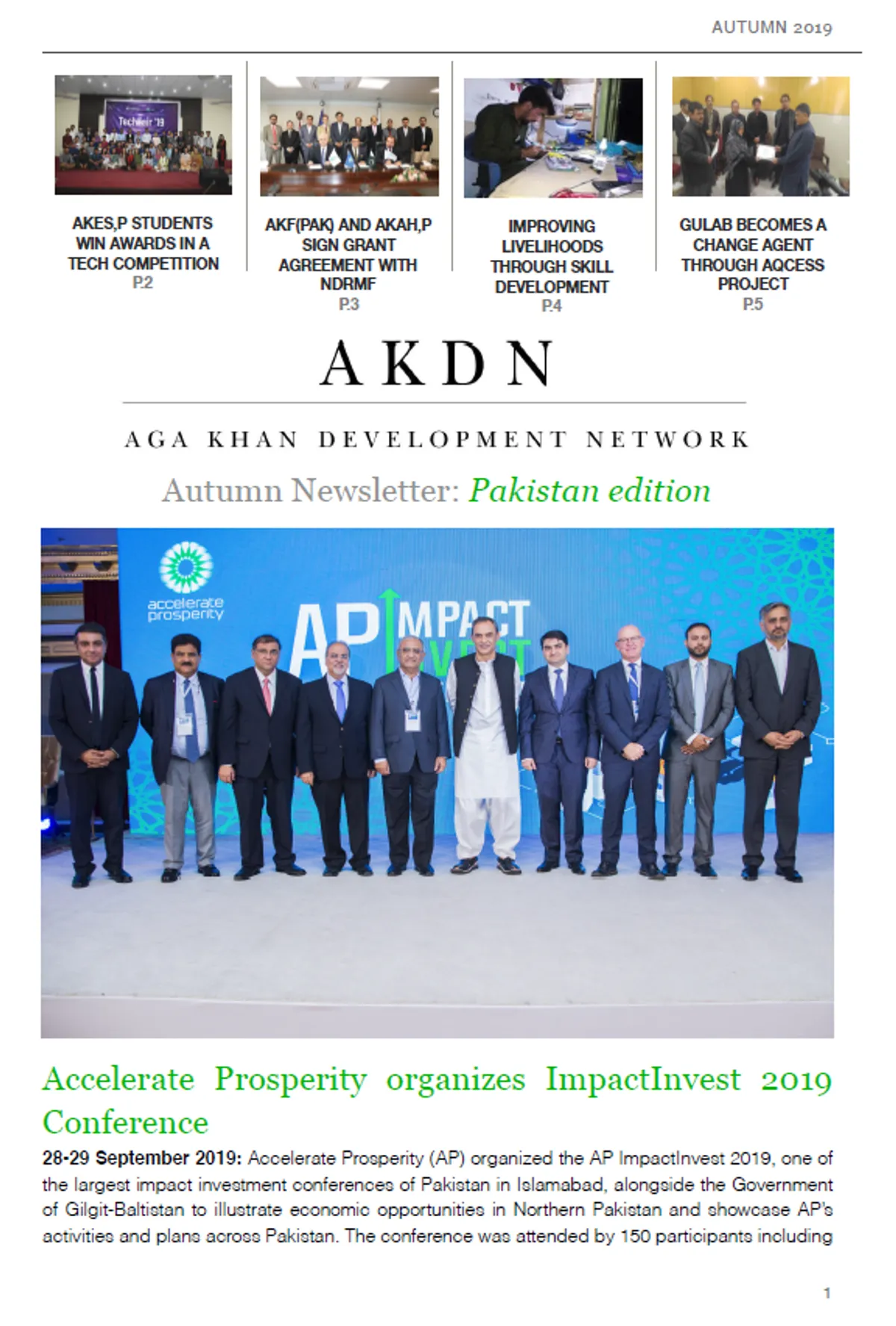 AKDN Autumn Newsletter: Pakistan Edition (2019) - AKDN